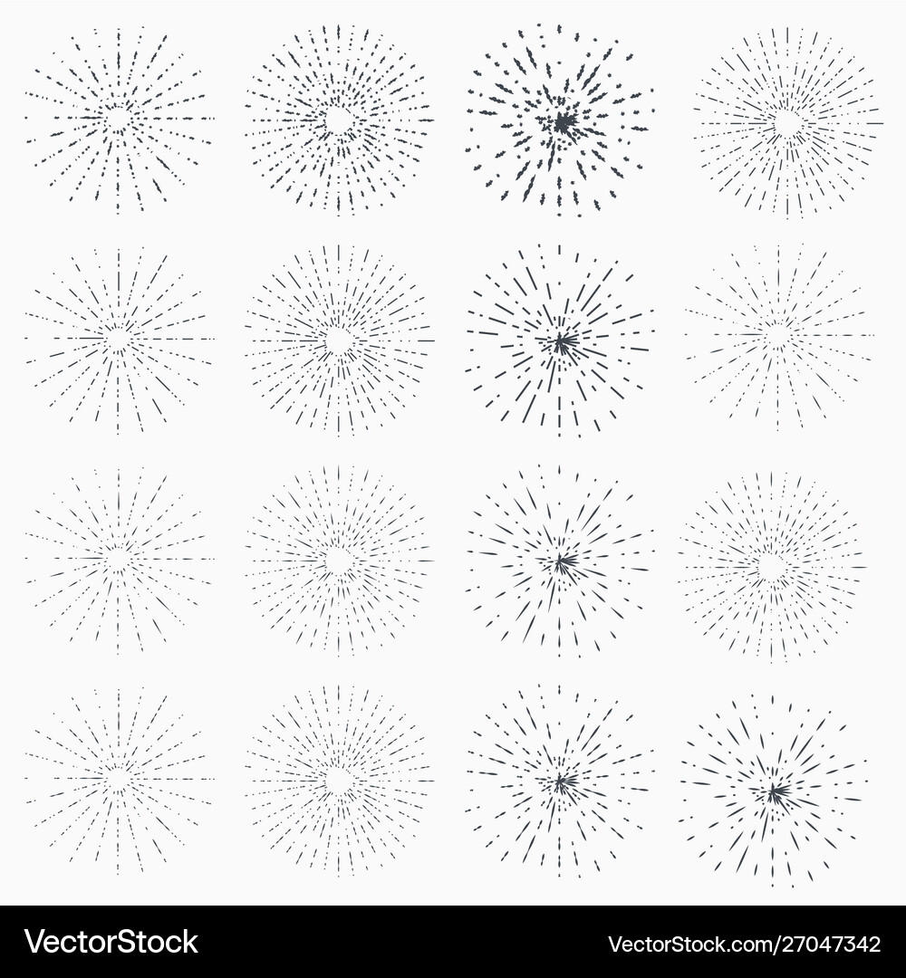 Collection of retro light rays set vintage Vector Image