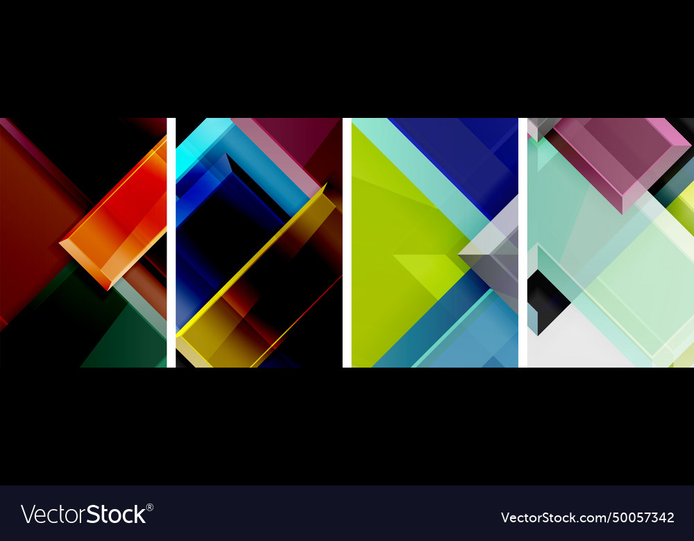 Color glass glossy square composition poster set Vector Image