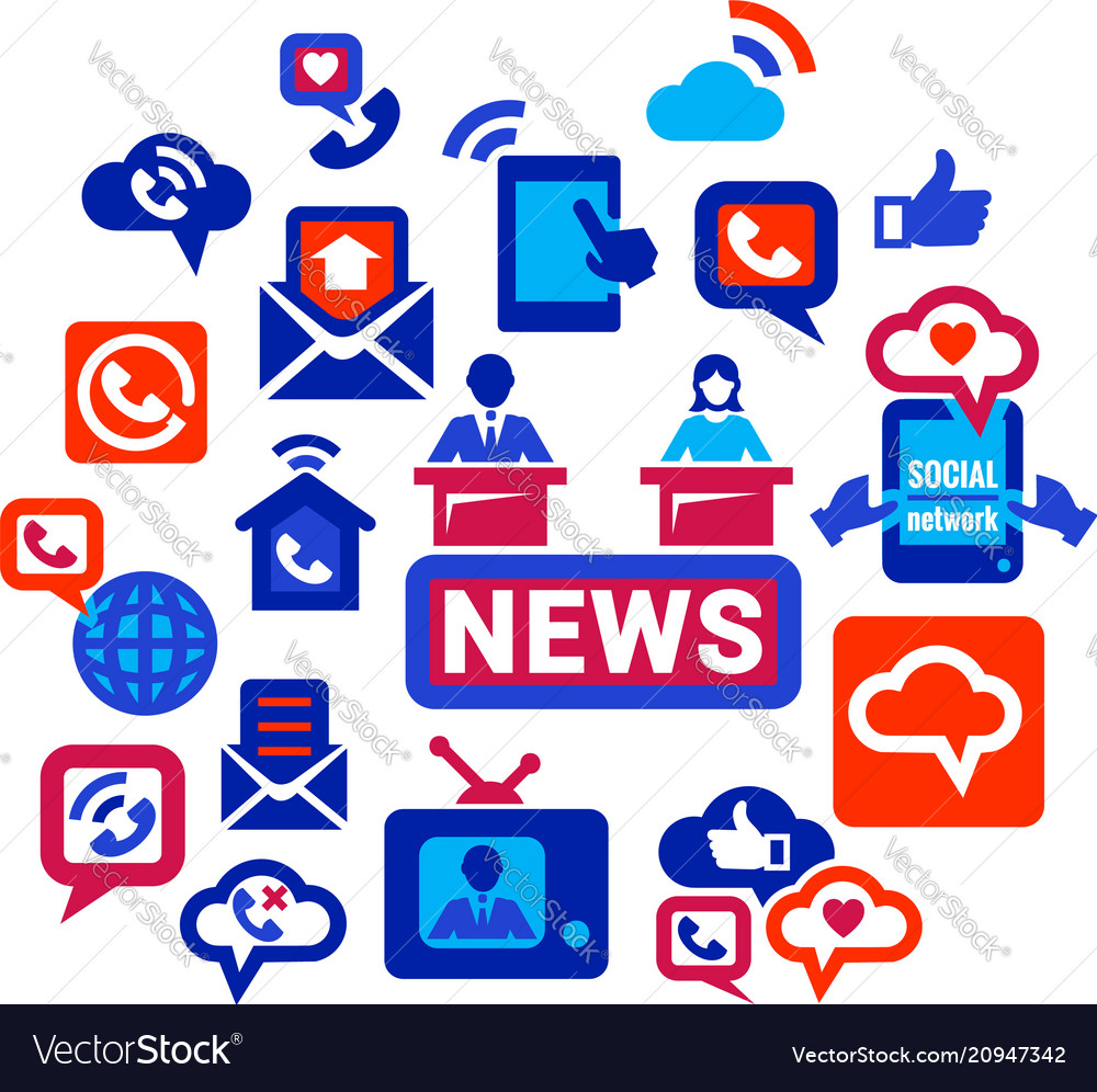 Flat communication icon set Royalty Free Vector Image