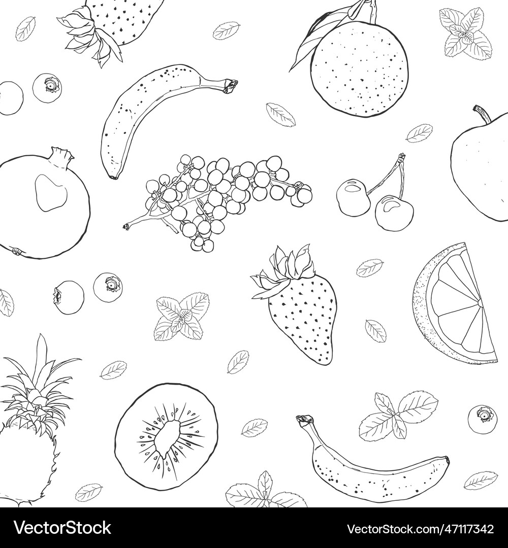 Fruit sketch art square composition Royalty Free Vector
