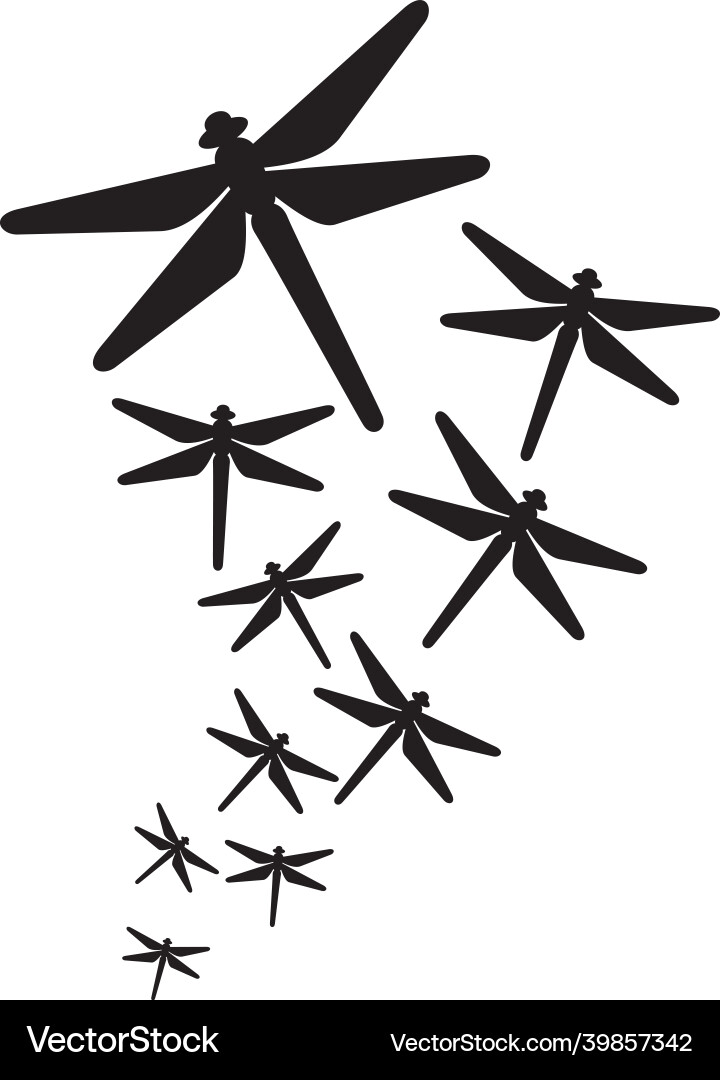 Group of flying dragonfly insect Royalty Free Vector Image