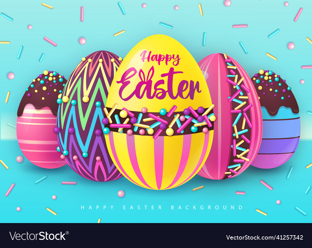 Holiday easter background with easter eggs Vector Image