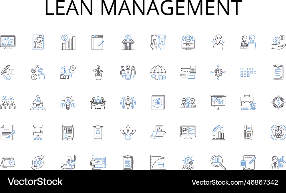 Lean management line icons collection disruptive Vector Image