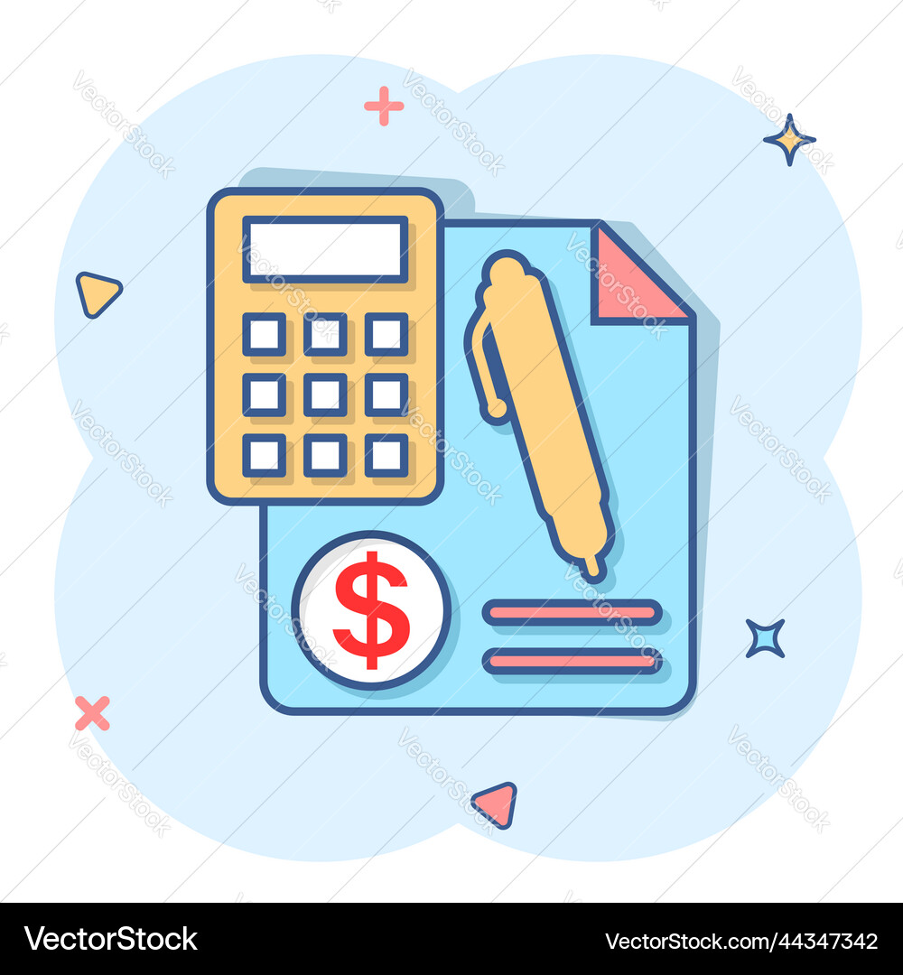 Money calculation icon in comic style budget Vector Image