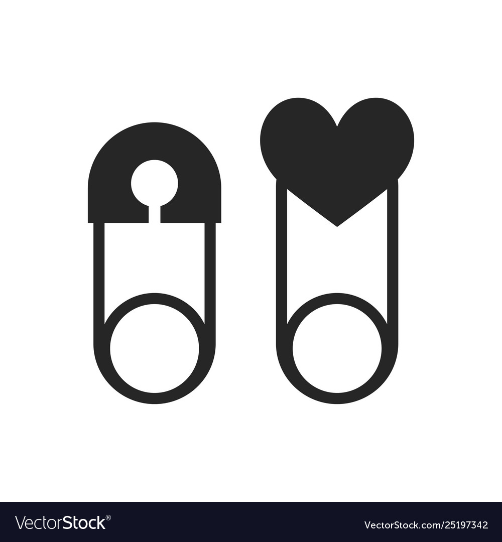 Safety pin flat icon object isolated on white Vector Image
