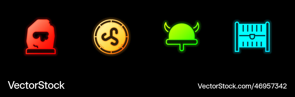 Set magic rune shield viking viking horned Vector Image