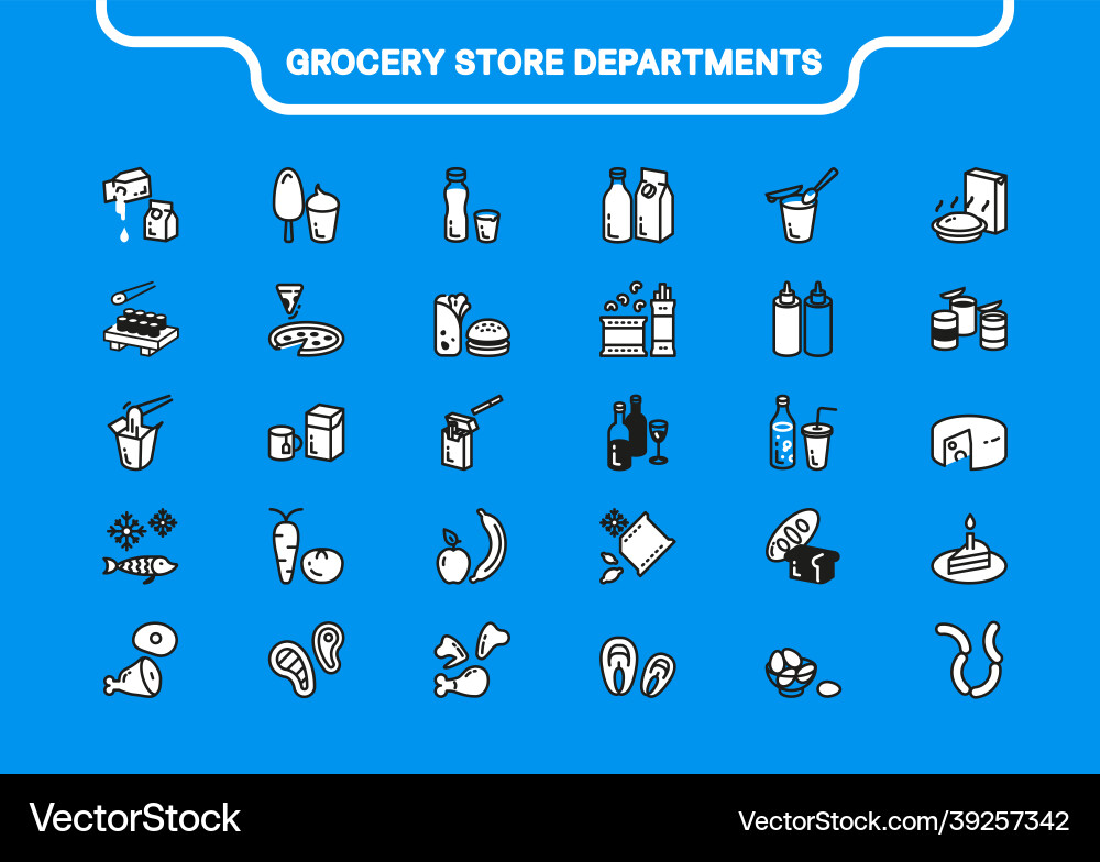 Simple icon line and fill set grocery store Vector Image