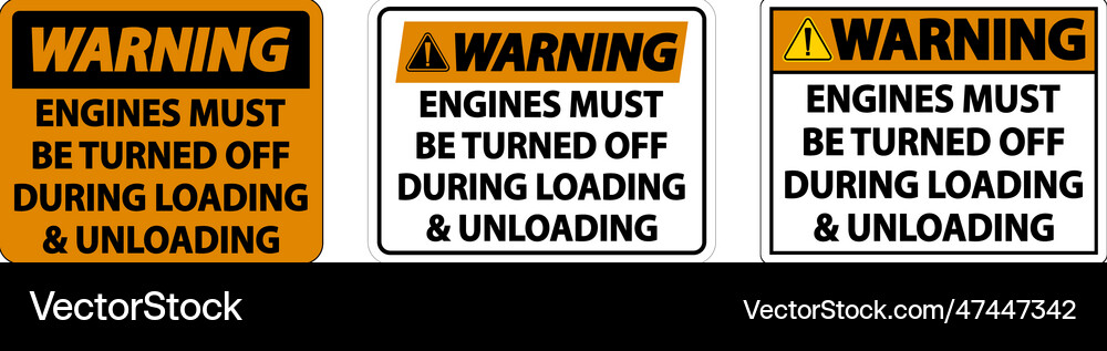 Warning engines must be turned off sign on white Vector Image