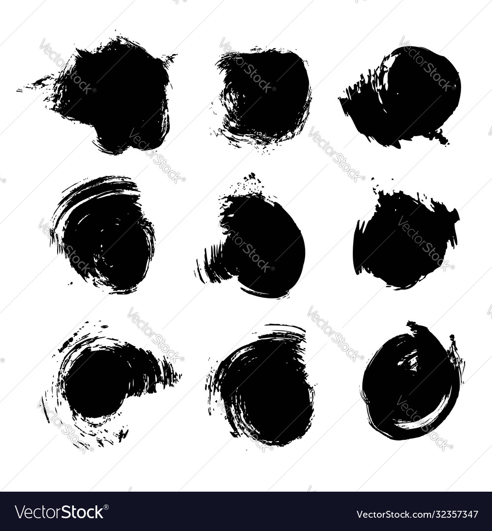 Black ink abstract paint strokes set isolated Vector Image