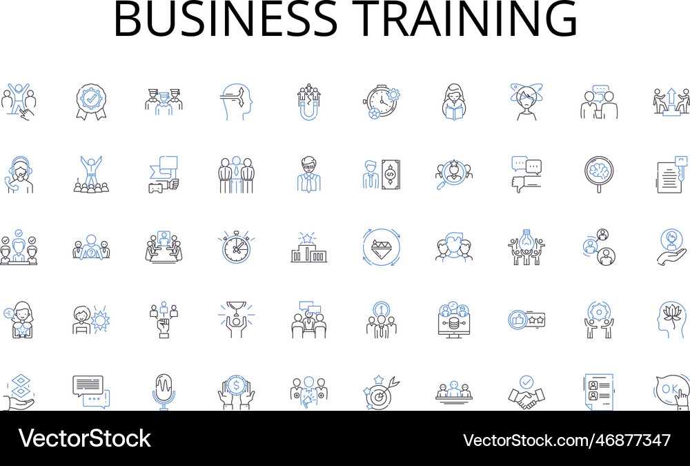 Business training line icons collection courier Vector Image