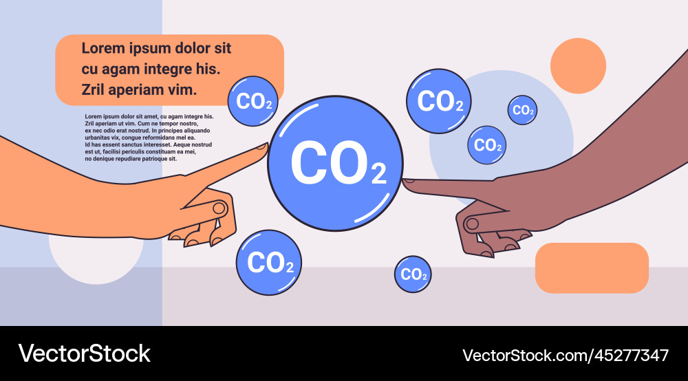 Carbon credit concept hands touching co2 signs Vector Image