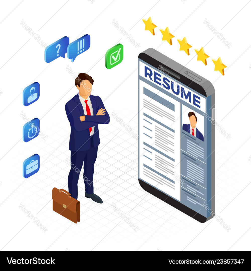 Isometric employment and hiring concept Royalty Free Vector