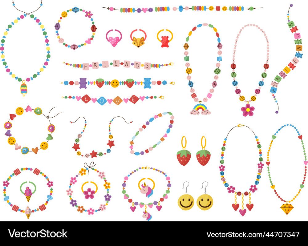 Kids plastic beads fashioned colored jewelry Vector Image