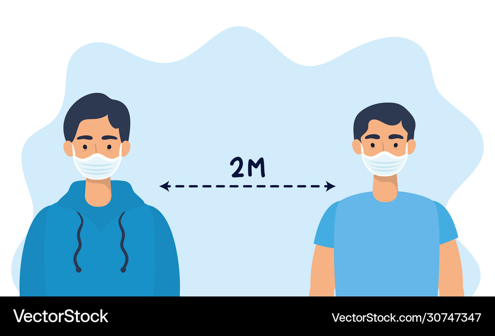 Men with social distancing for covid19 Royalty Free Vector