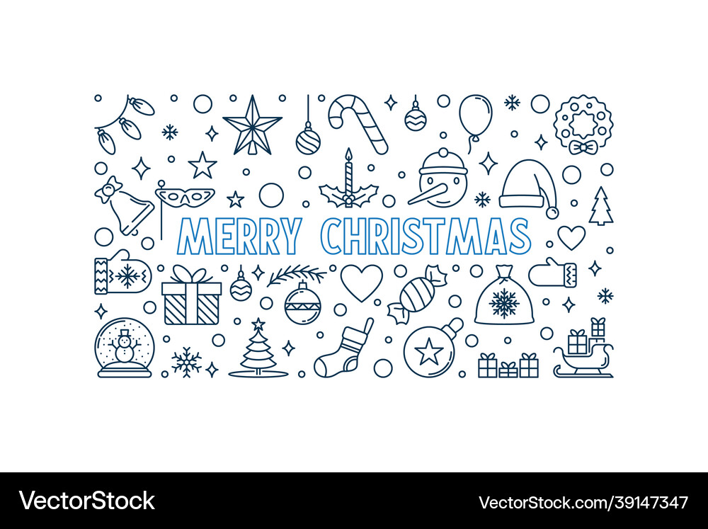 Merry christmas greeting card horizontal Vector Image