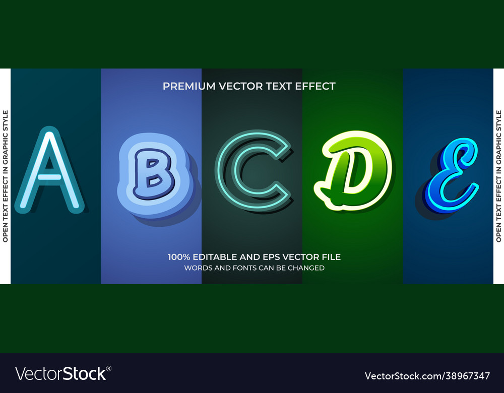 Set editable text effect design Royalty Free Vector Image