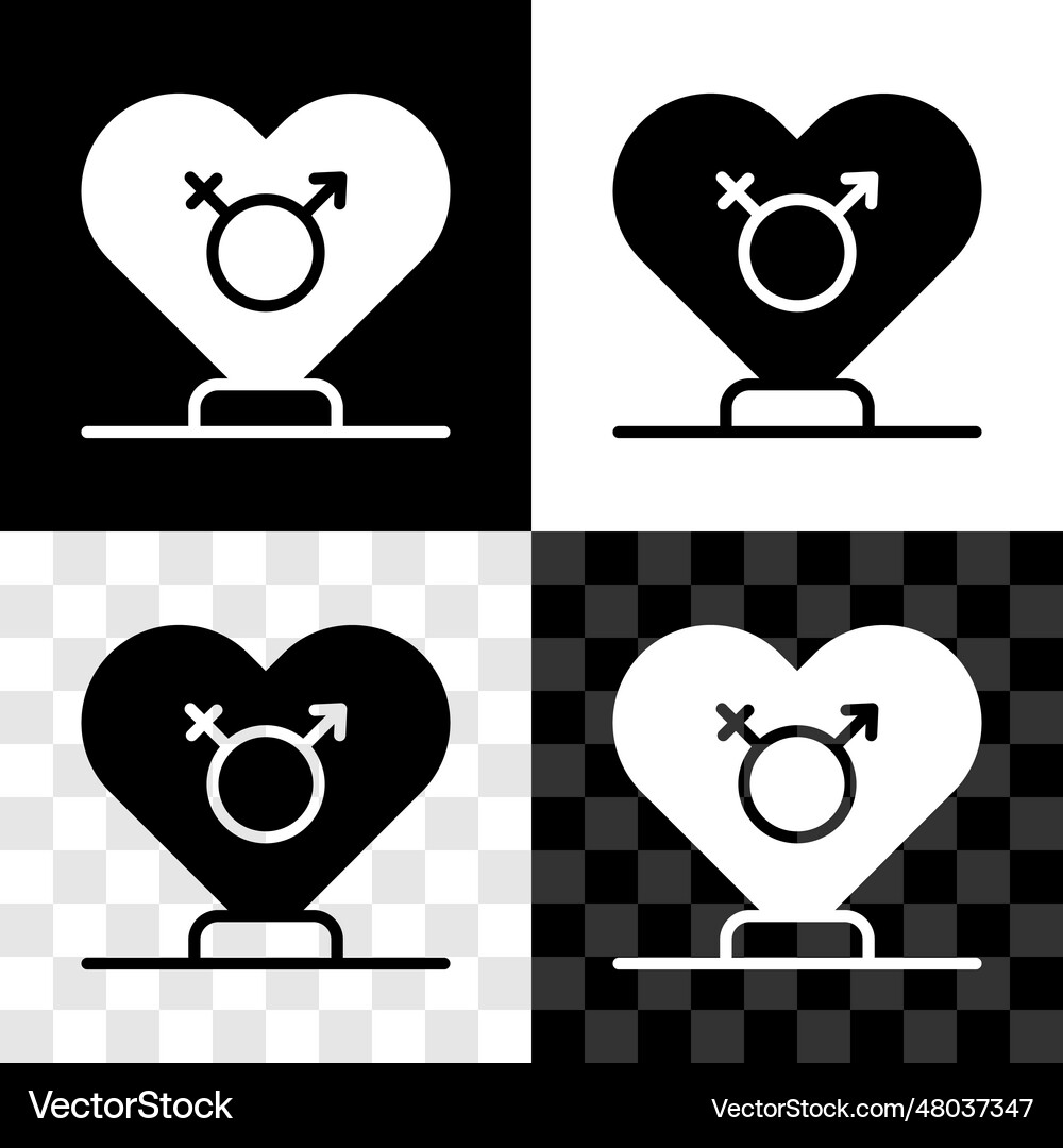 Set gender icon isolated on black and white Vector Image