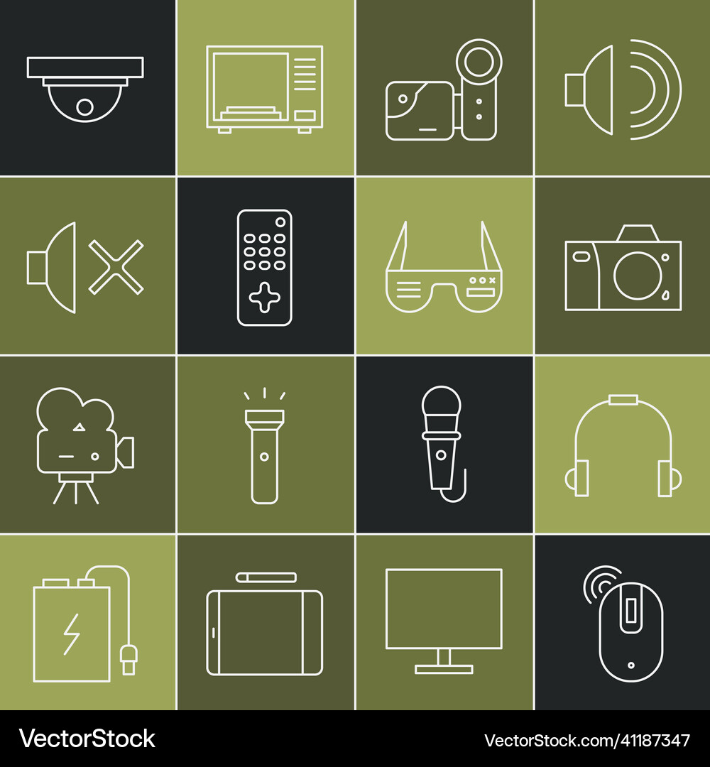 Set line wireless computer mouse headphones Vector Image