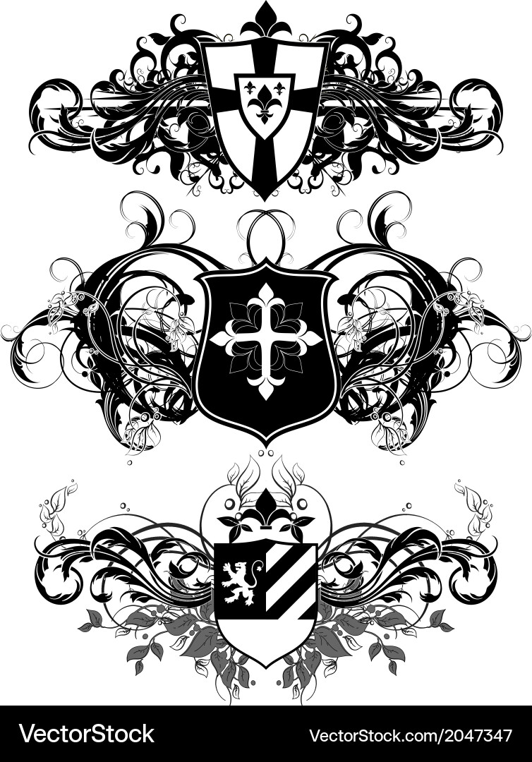Set of ornamental heraldic shields Royalty Free Vector Image