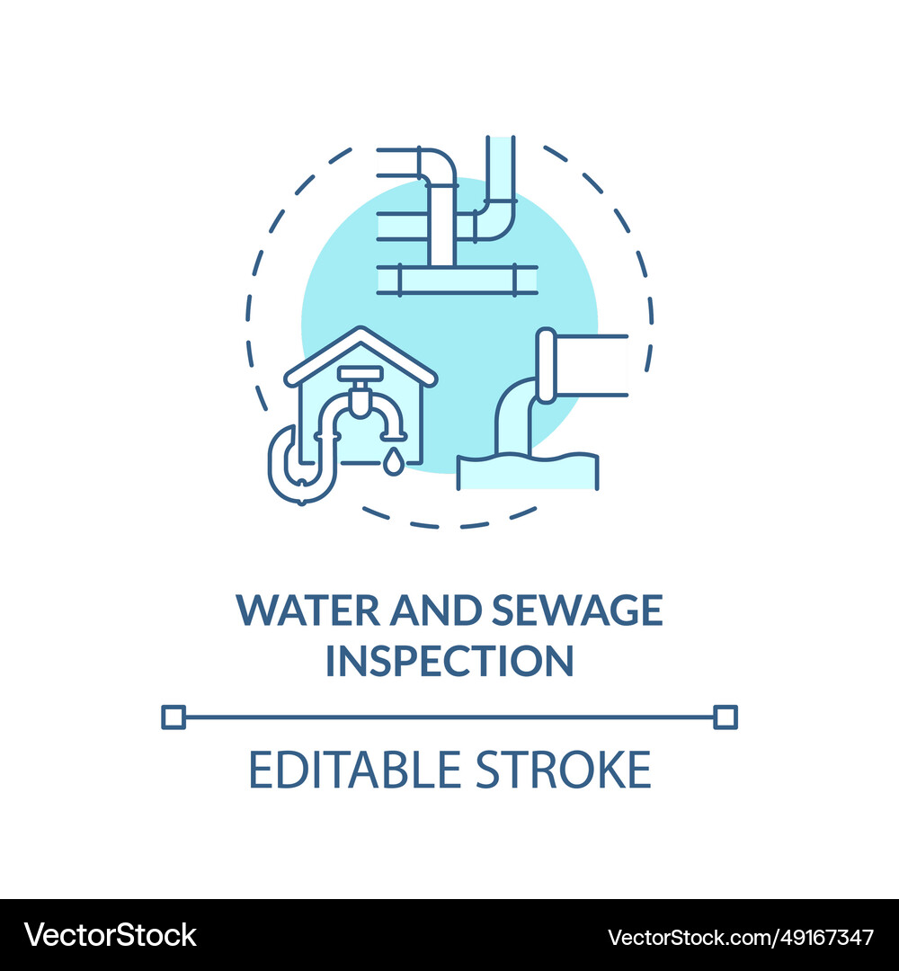 Thin line blue icon water and sewage inspection Vector Image