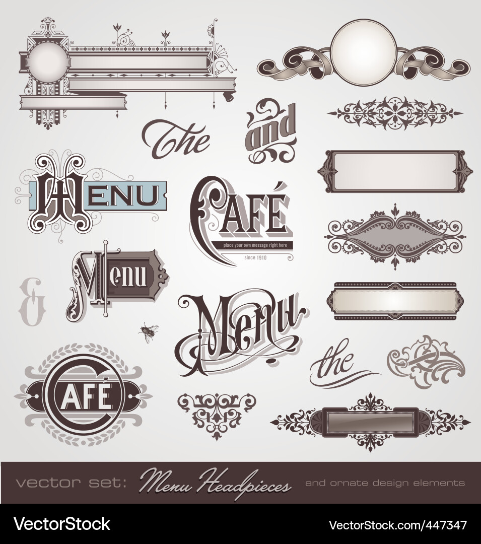 Vector set menu headpieces Royalty Free Vector Image