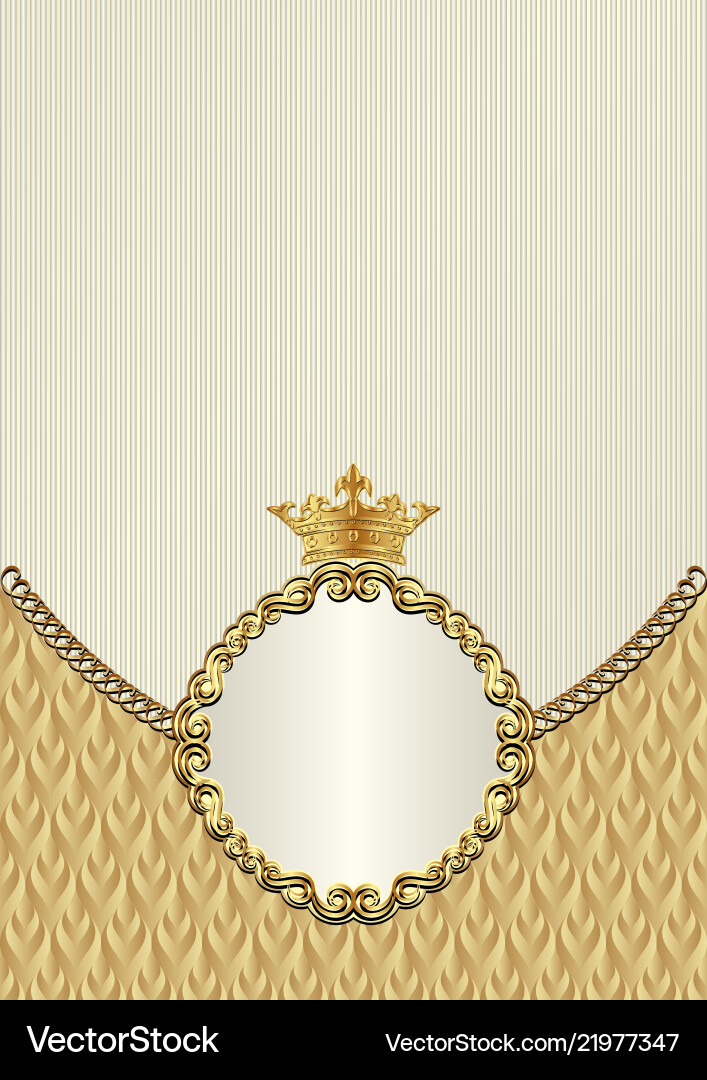 Vintage background with crown and golden frame Vector Image