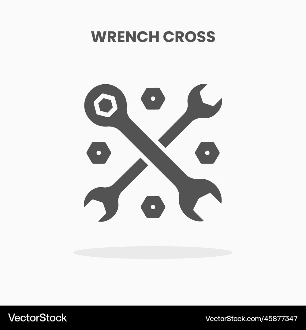 Wrench cross glyph icon Royalty Free Vector Image