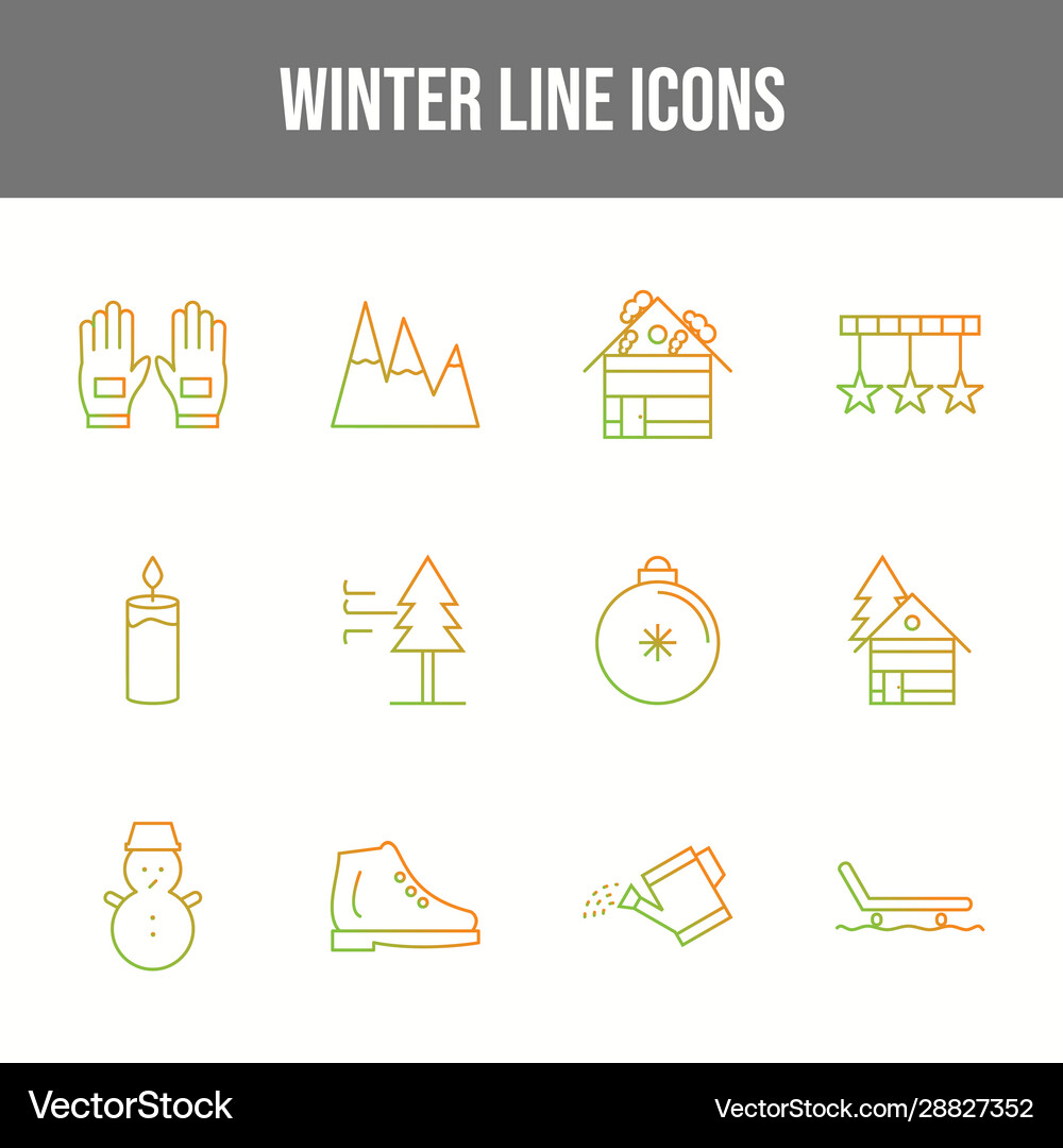 12 winter icons in one set Royalty Free Vector Image