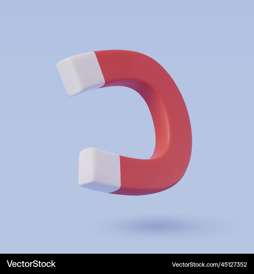 3d of red horseshoe magnet Royalty Free Vector Image