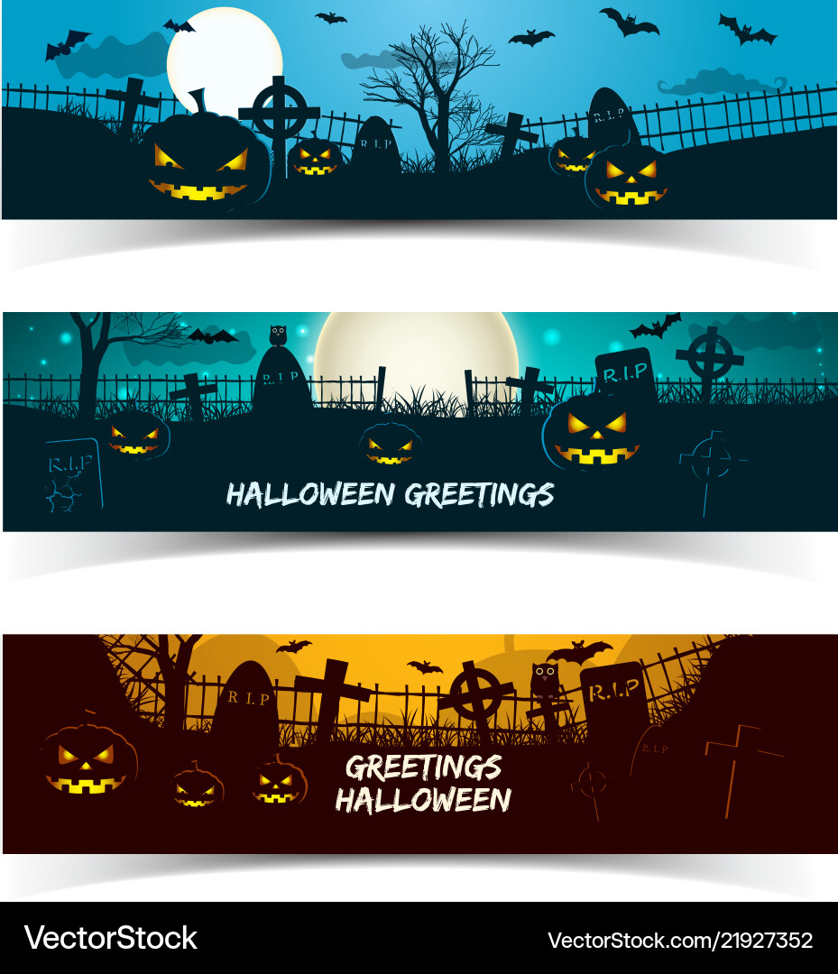 Halloween greetings banners set Royalty Free Vector Image