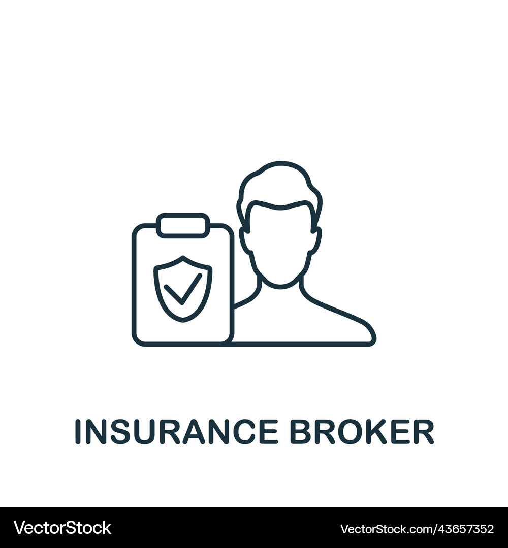 Insurance broker icon line simple icon Royalty Free Vector