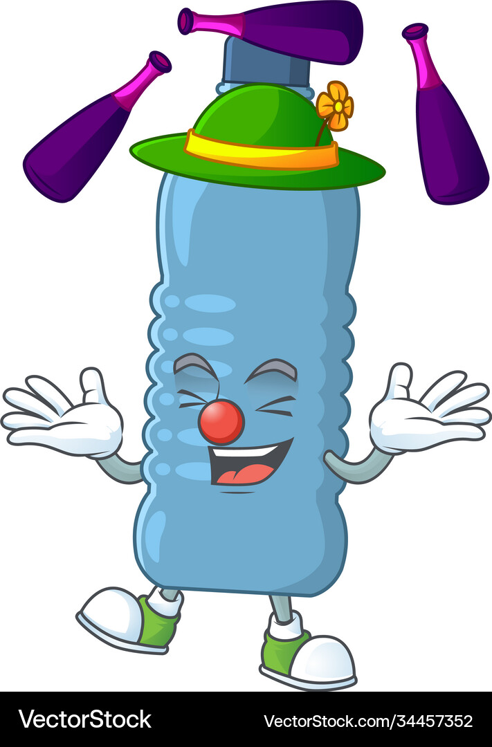 Mascot mineral bottle playing juggling on stage Vector Image