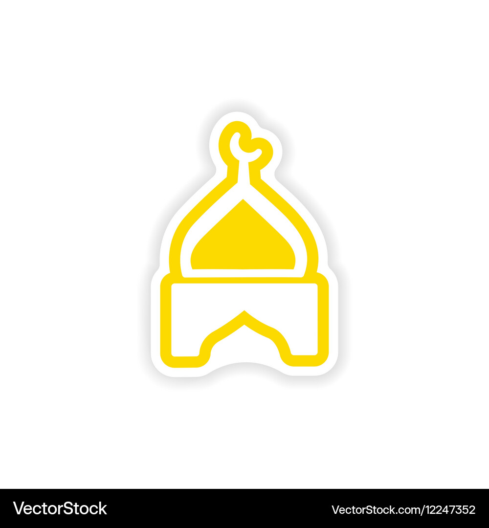 Paper sticker indian temple on white background Vector Image