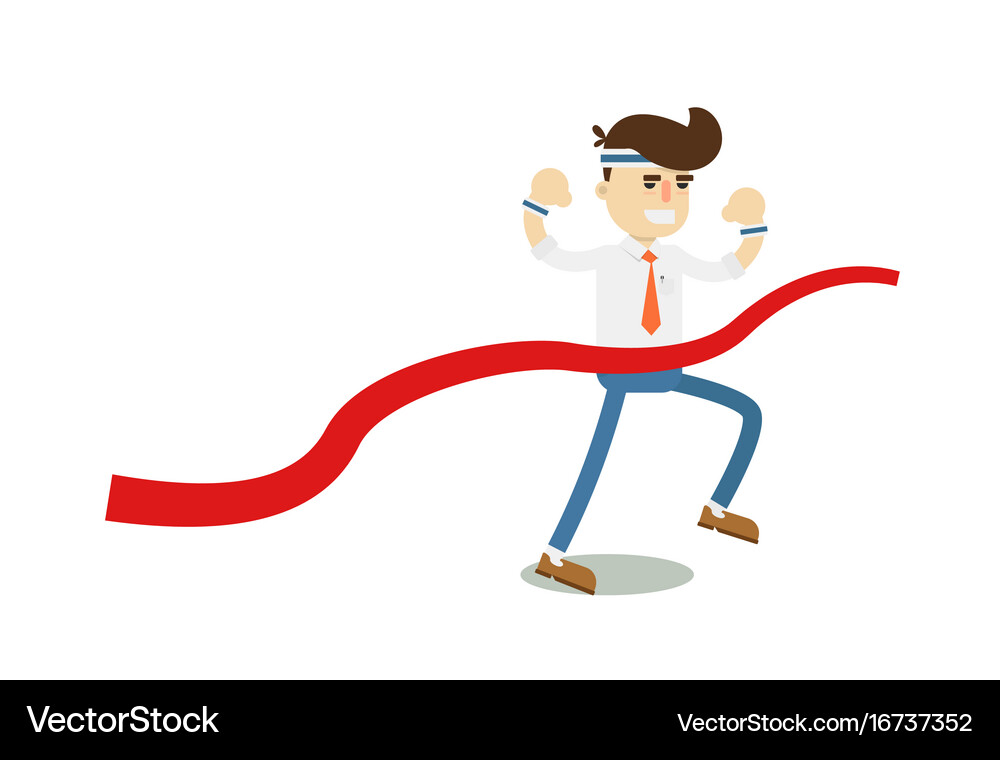 Running businessman at finish icon Royalty Free Vector Image