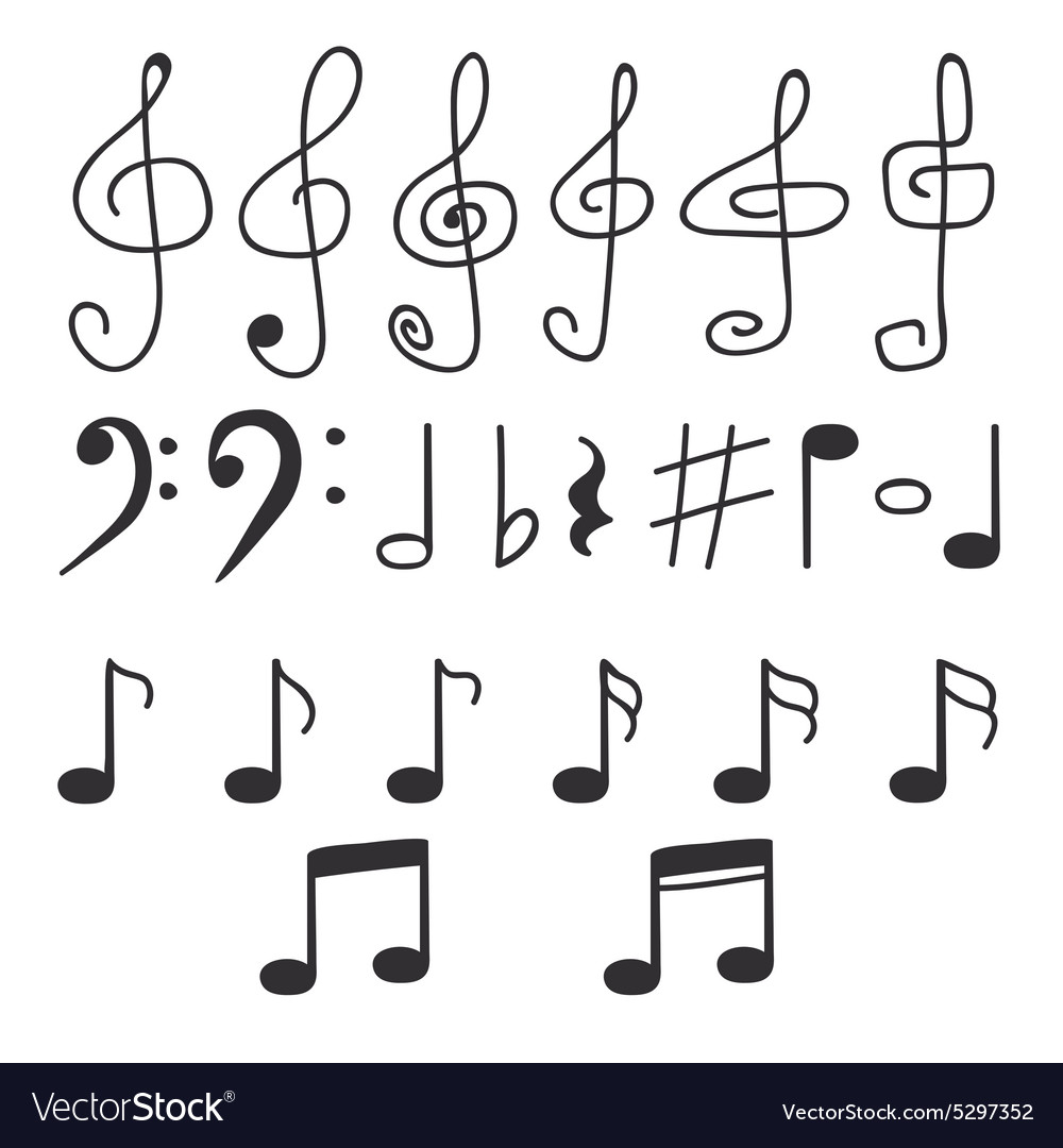 Set hand drawn music notes Royalty Free Vector Image Set hand drawn music notes Royalty Free Vector Image