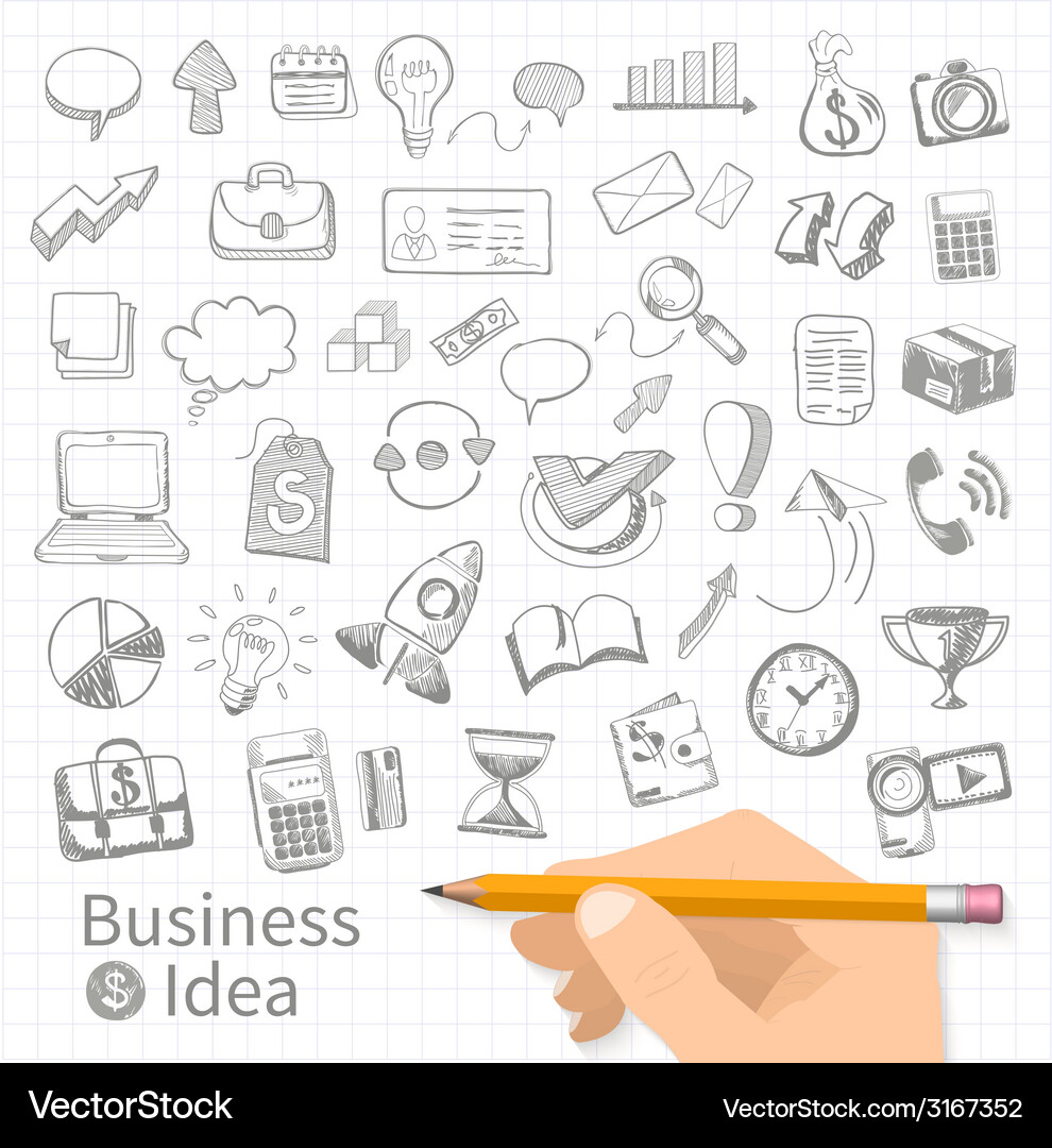 Set of doodle business management Royalty Free Vector Image