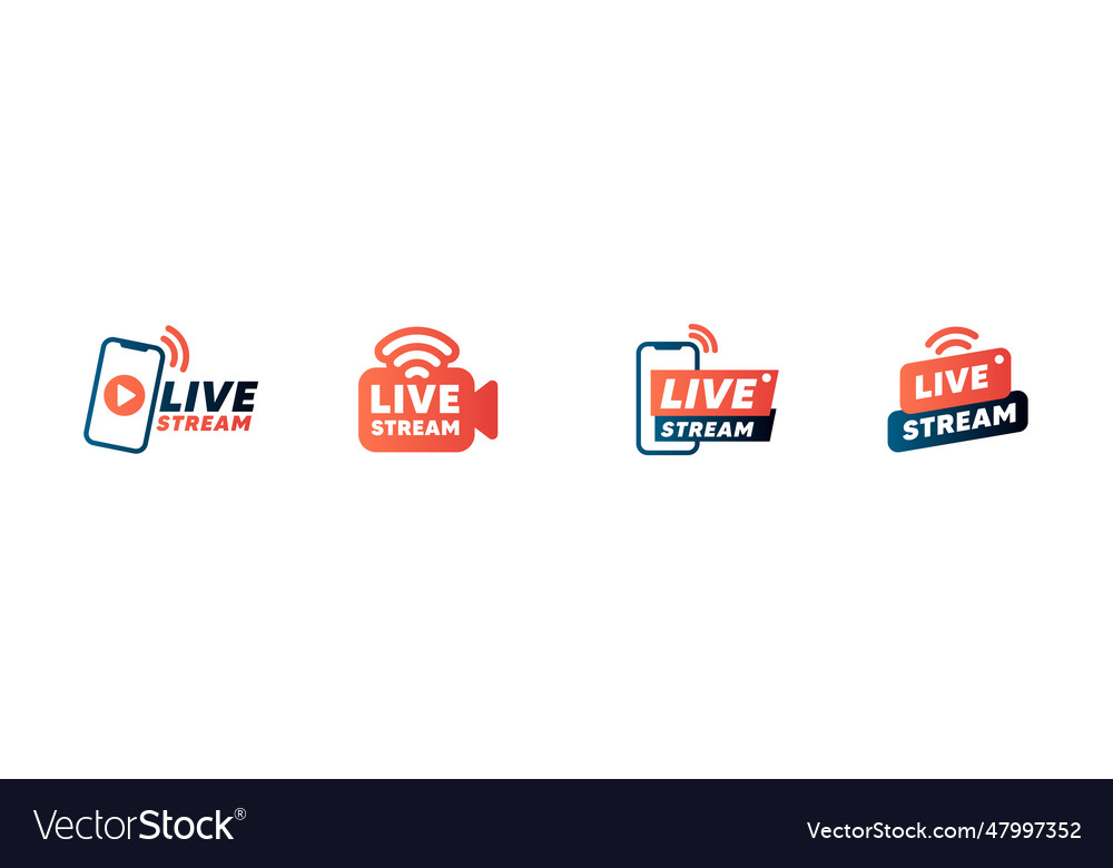 Set of live streaming icons and video Royalty Free Vector