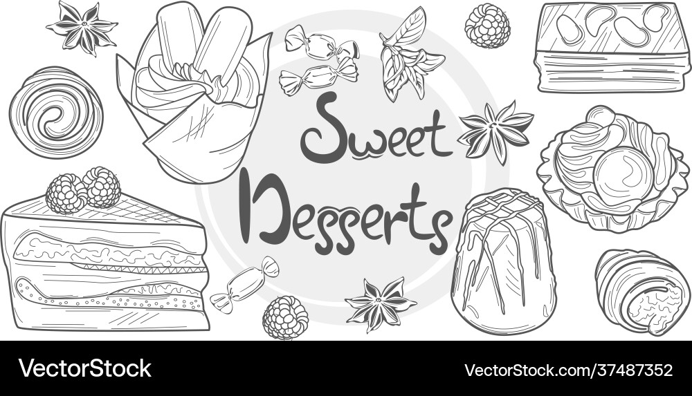 Sweet desserts image Royalty Free Vector Image