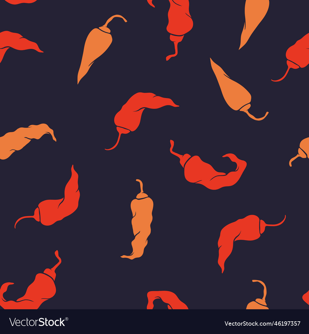 Chili pepper seamless pattern bright pattern Vector Image