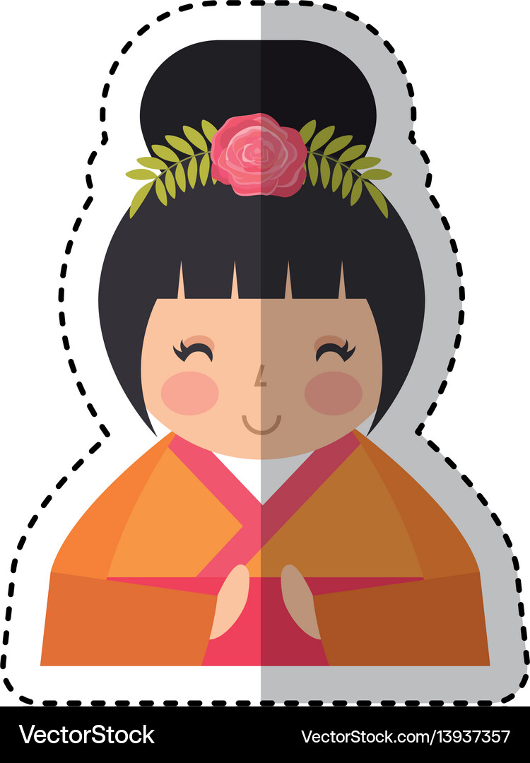 Cute japanese doll icon Royalty Free Vector Image