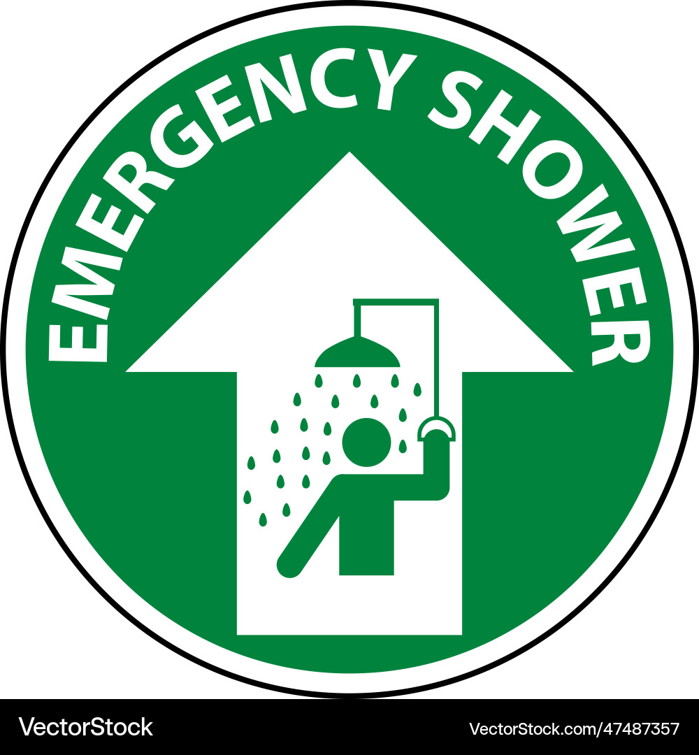 Emergency shower floor sign on white background Vector Image