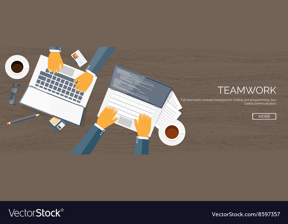 Flat header teamwork smart Royalty Free Vector Image