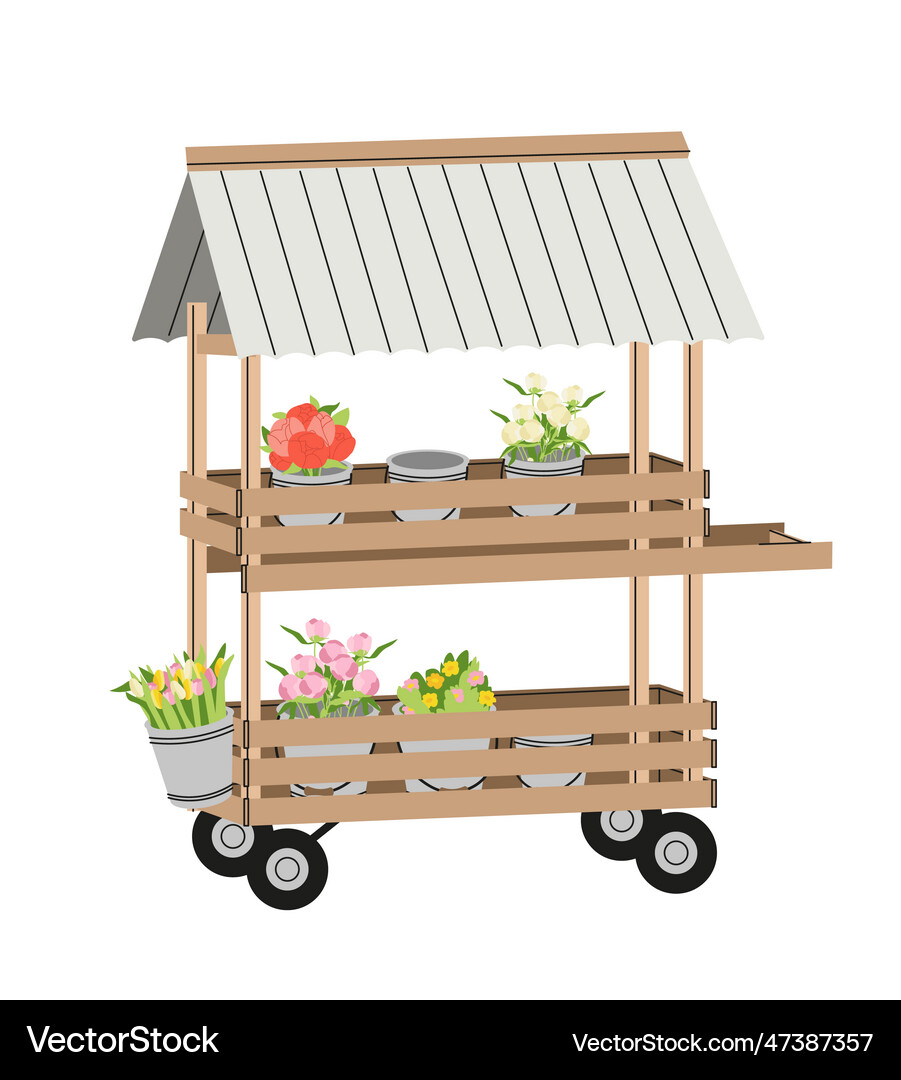 Flowers in cart concept Royalty Free Vector Image