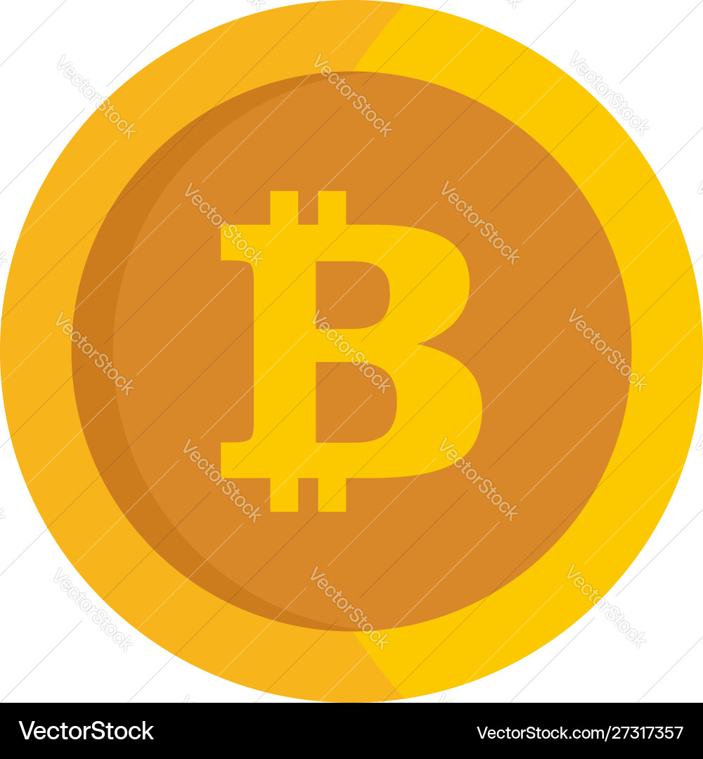 Gold metal bitcoin icon flat style Royalty Free Vector Image