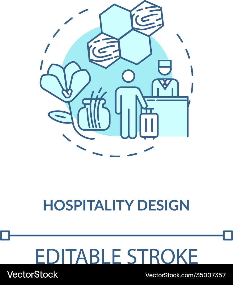 Hospitality design blue concept icon Royalty Free Vector