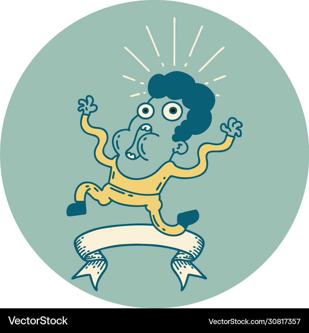 Icon tattoo style frightened man Royalty Free Vector Image