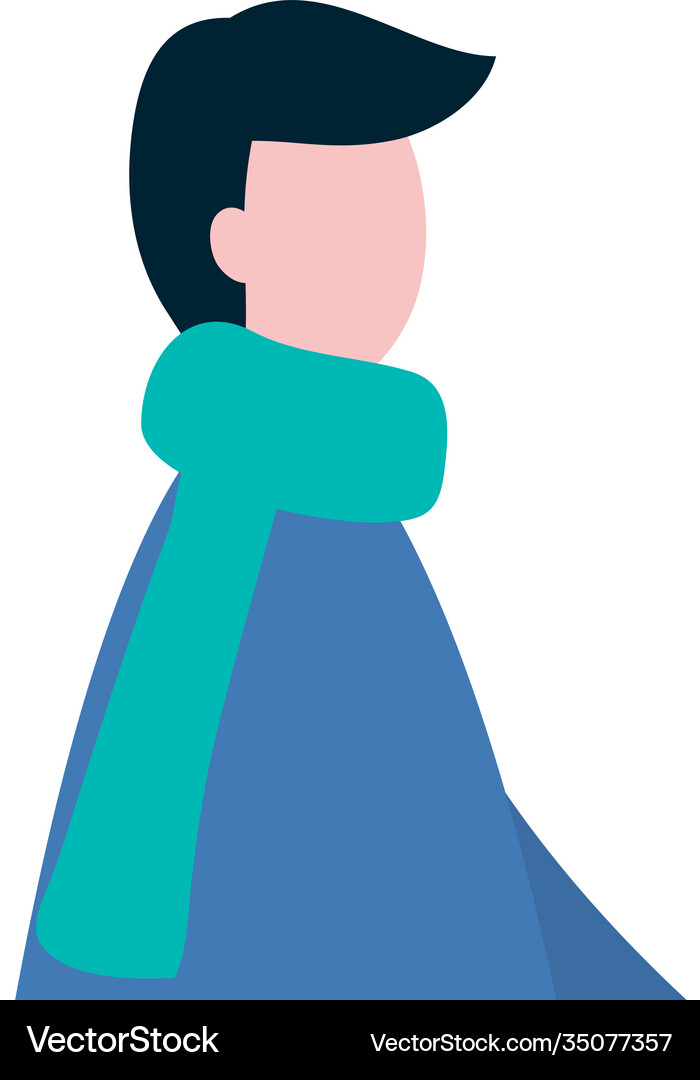 Profile young man wearing winter clothes character
