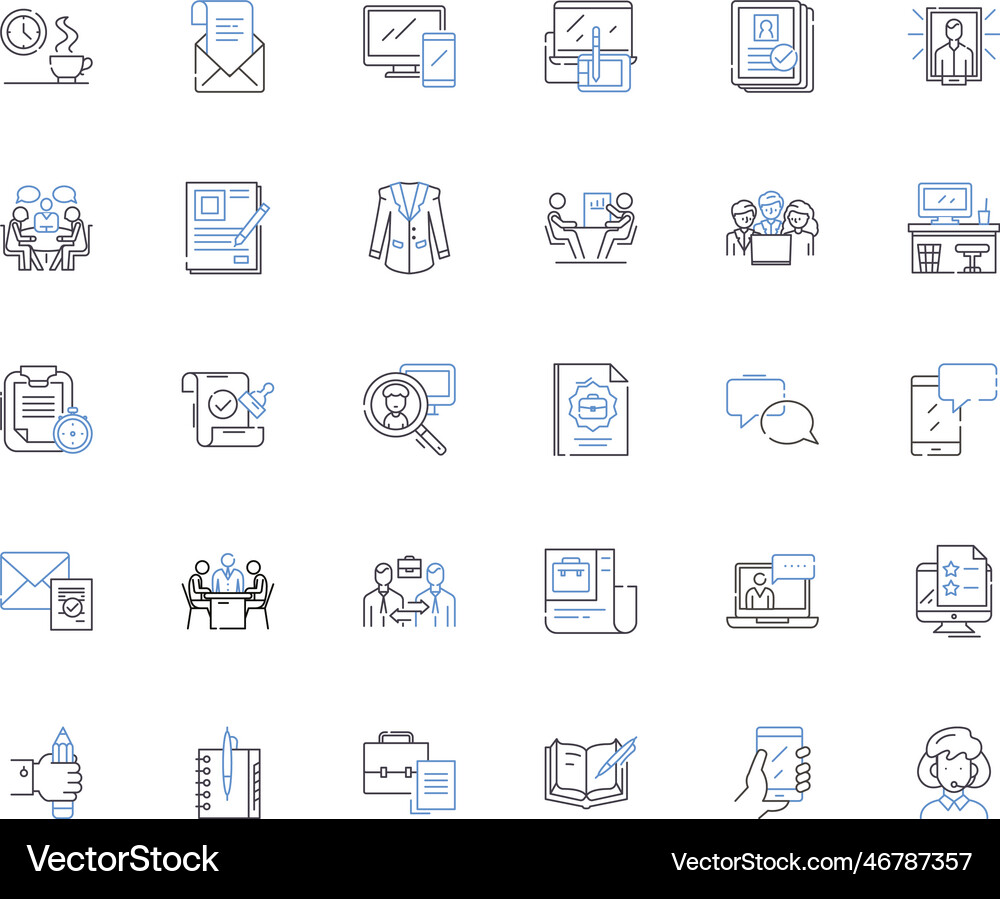 Project manager line icons collection leadership Vector Image