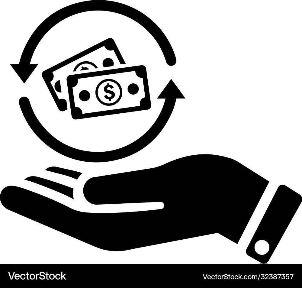 Quick money exchange black icon graphics Vector Image