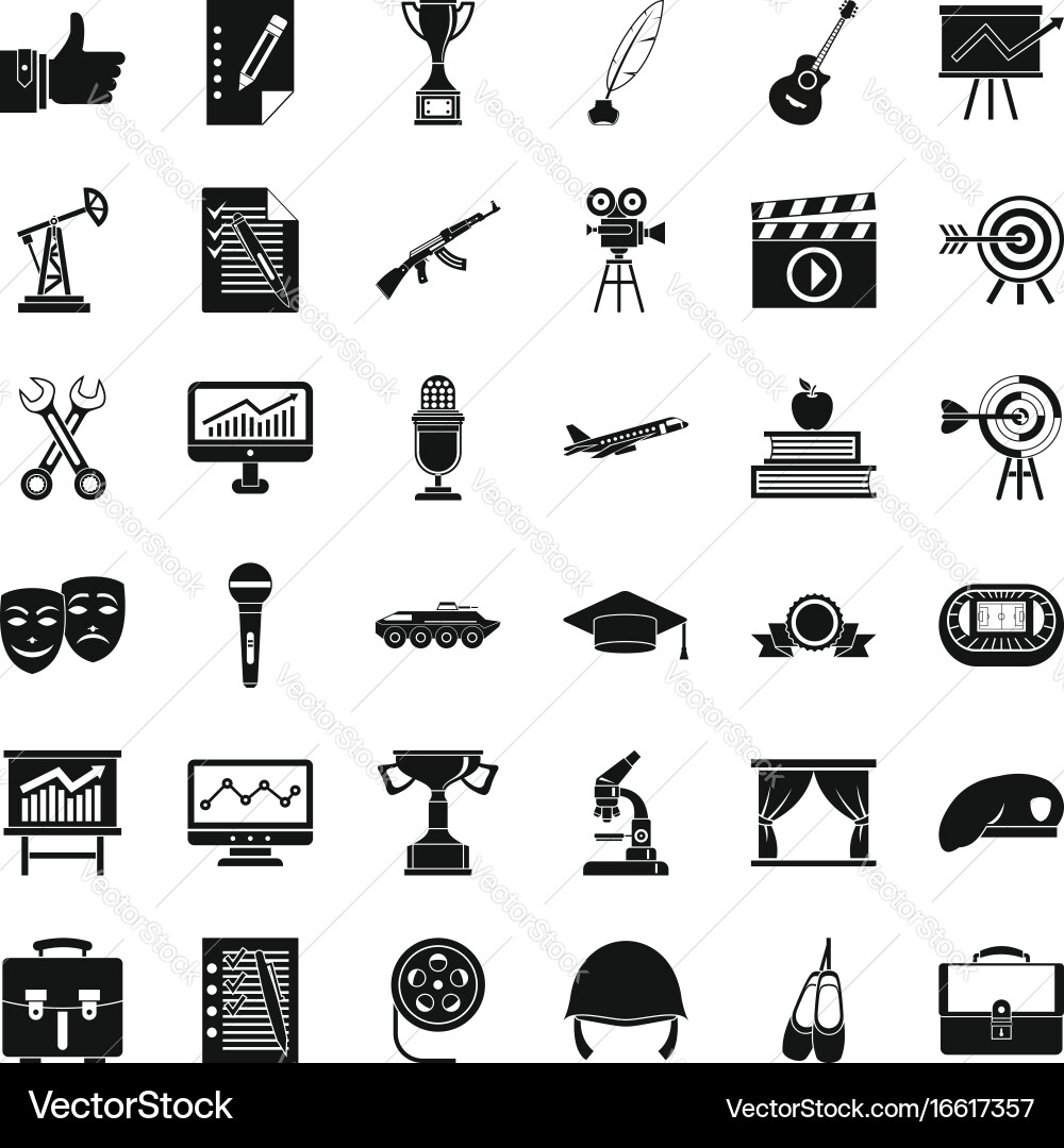 Raising career icons set simple style Royalty Free Vector